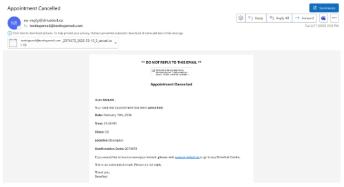 Help cancel Booking – DriveTest Home